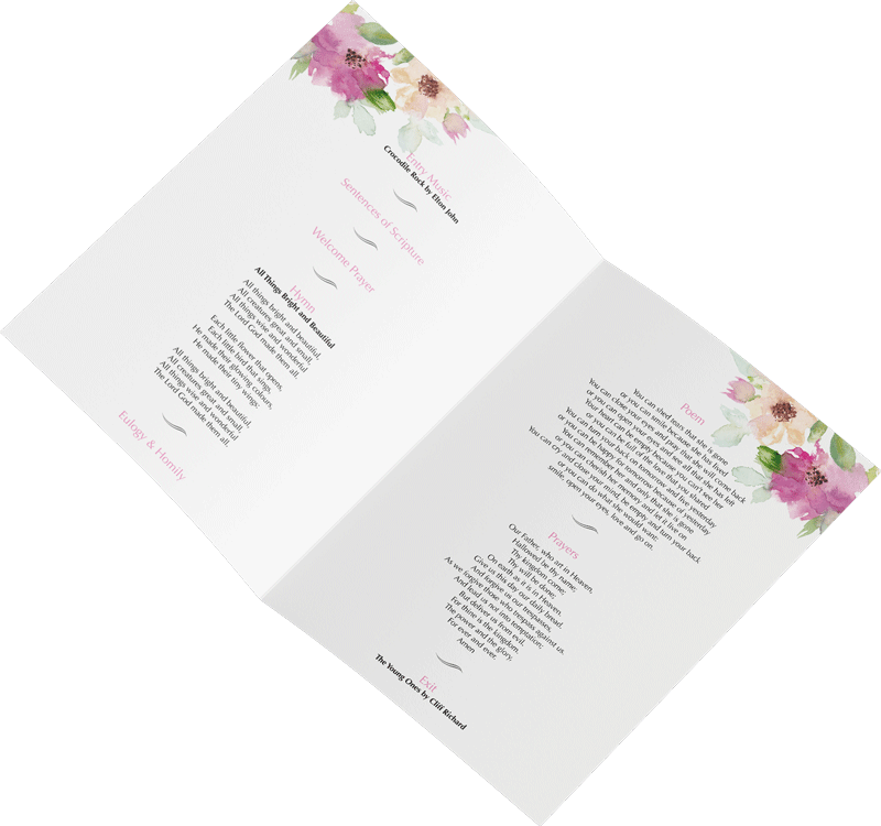 My Lasting Words | Beautiful Orders of Service printed and delivered